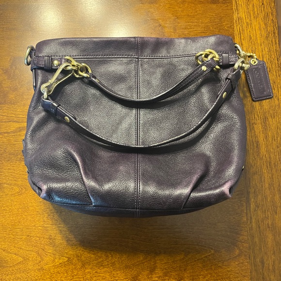 Coach | Bags | Coach Pebbled Leather Plum Color Brooke Purse Medium ...